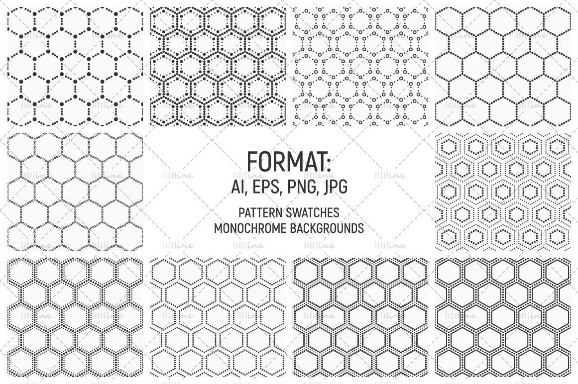10 dotted hexagons geometric seamless vector patterns 10 dotted hexagons geometric seamless vector patterns