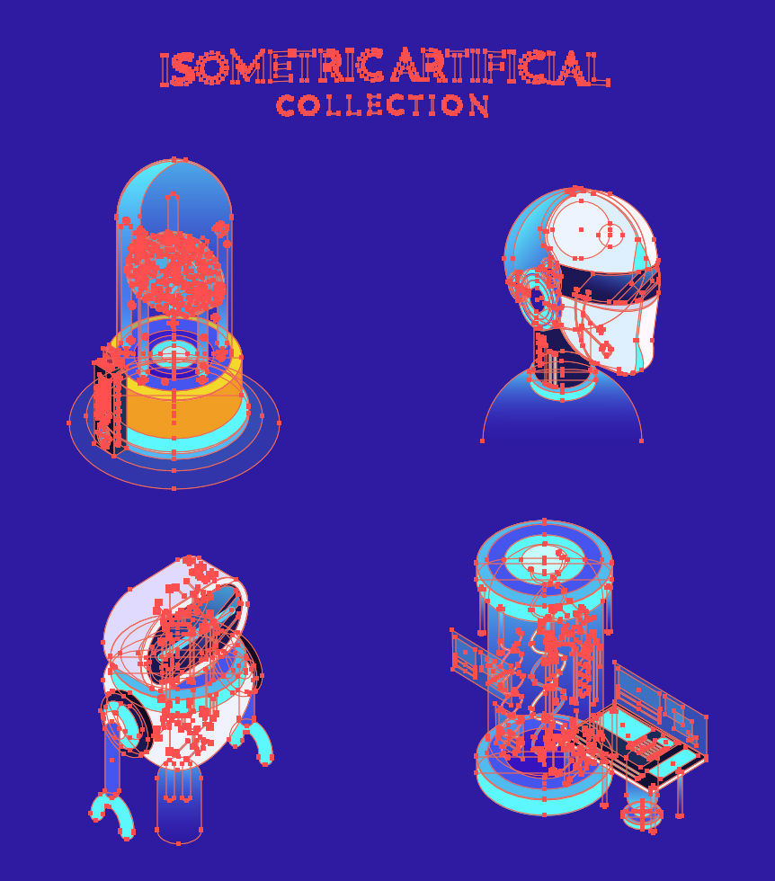 Isometric artificial intelligence vector Isometric artificial intelligence vector